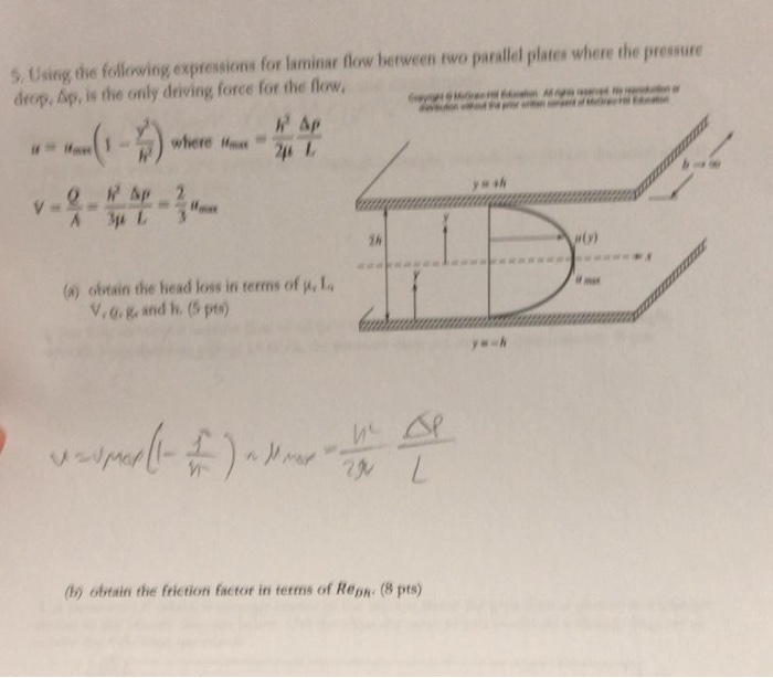 Solved 5. Using the following expressions for laminar flow | Chegg.com