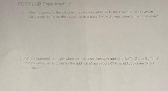 Solved Acids and Bases EXPERIMENT 2: EXPLORING BUFFERING | Chegg.com