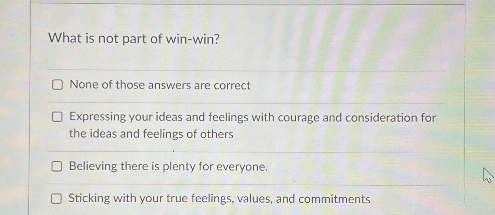 Solved What is not part of win-win?None of those answers are | Chegg.com
