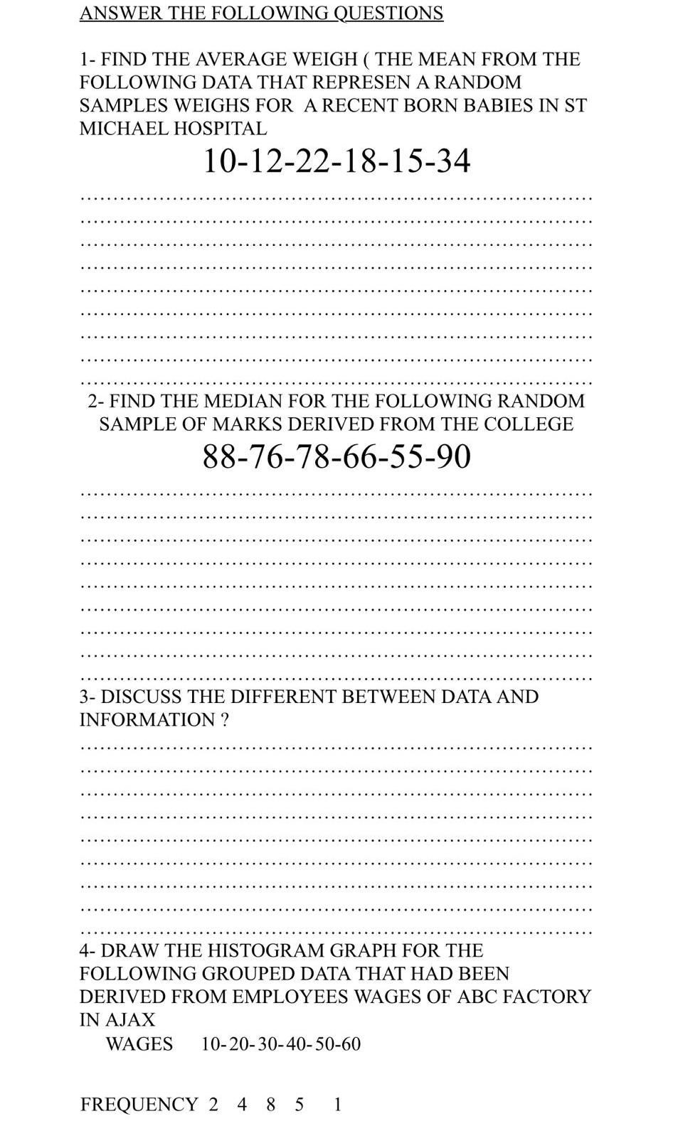 Solved ANSWER THE FOLLOWING QUESTIONS 1- FIND THE AVERAGE | Chegg.com