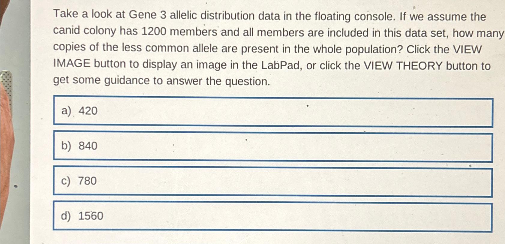 Solved Take a look at Gene 3 ﻿allelic distribution data in | Chegg.com