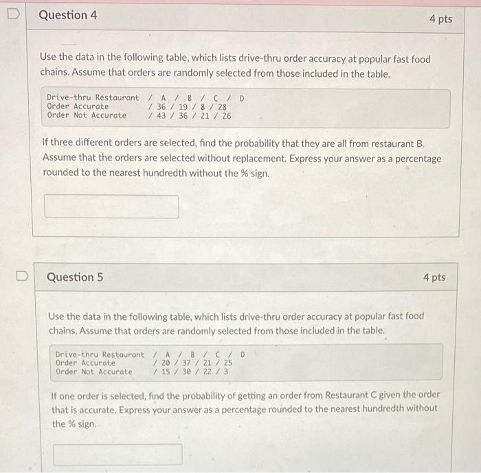 Solved Use the data in the following table, which lists | Chegg.com