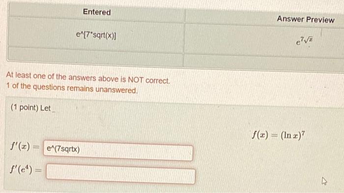 Solved Entered Answer Preview [e^(-x/4)/8 e 4 8 0.339785 1 e | Chegg.com