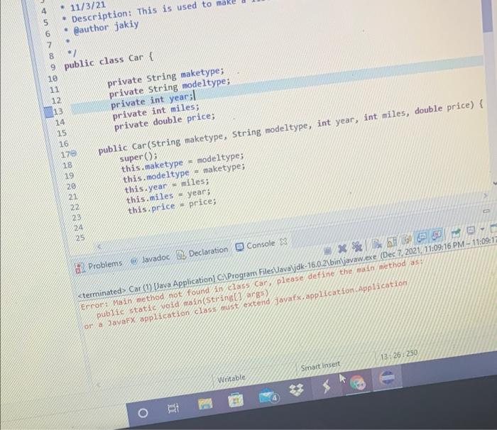 Solved For the "public class " it keeps saying I need a main | Chegg.com