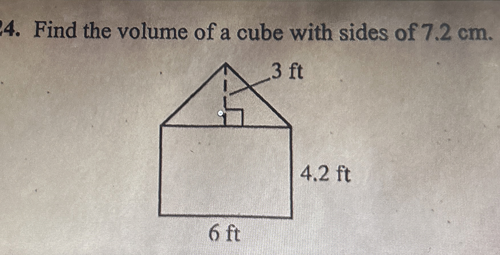 Solved Find the volume of a cube with sides of 7.2cm. | Chegg.com