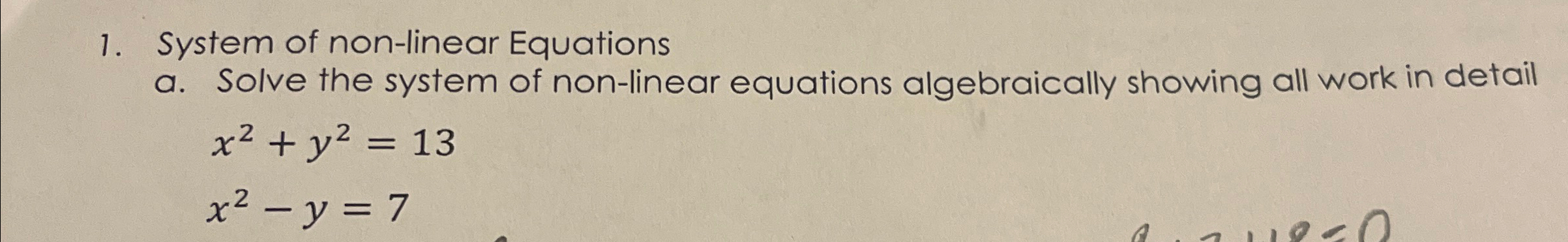 Solved System of non-linear Equationsa. ﻿Solve the system of | Chegg.com