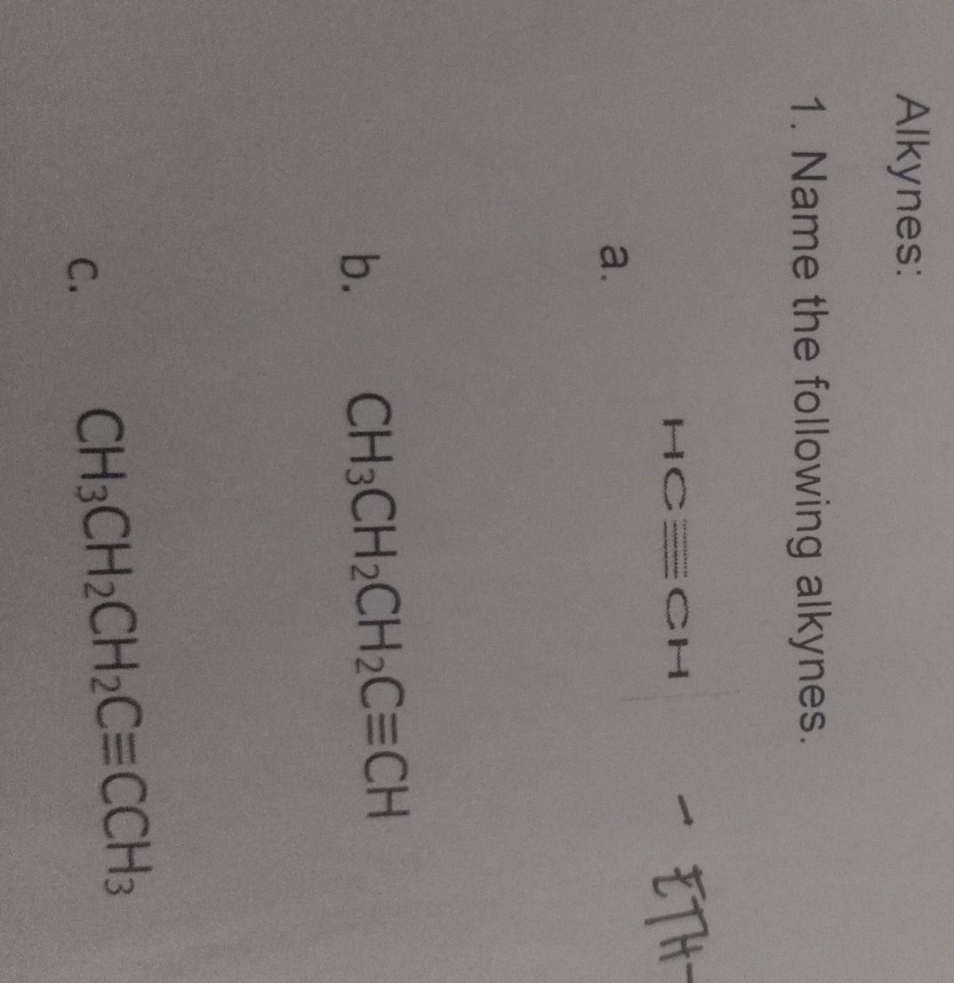 Alkynes:Name the following | Chegg.com