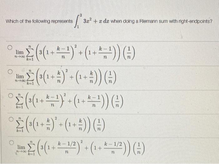Solved Which of the following represents integrate 3x ^ 2 + | Chegg.com
