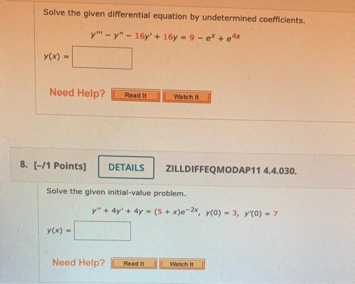 Solved Solve the given differential equation by undetermined | Chegg.com