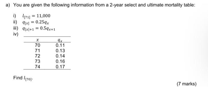 Solved a) You are given the following information from a | Chegg.com