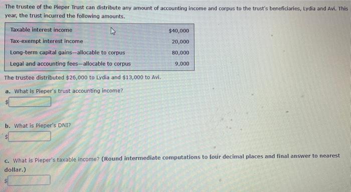 Solved The trustee of the Pieper Trust can distribute any | Chegg.com