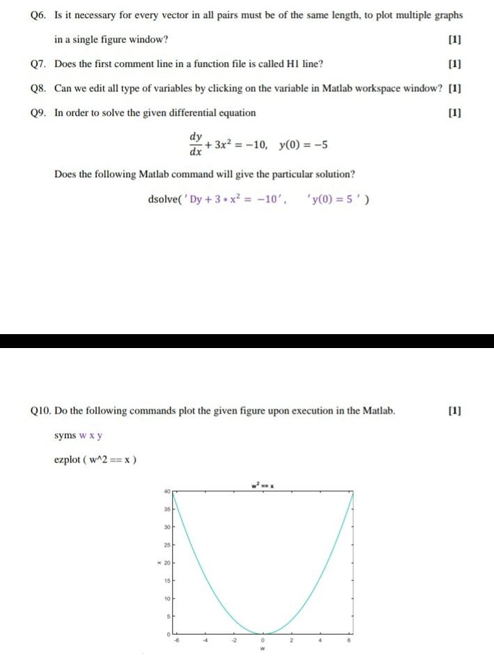 Solved Subject: Matlab Software: Matlab Just say yes or no | Chegg.com