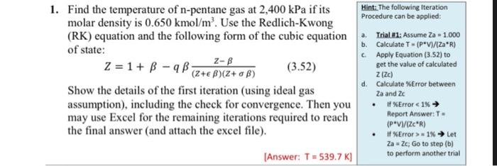 Solved 1. Find the temperature of n-pentane gas at 2,400kPa | Chegg.com