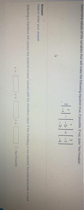 Solved Determine Values Of The Variables That Will Make The