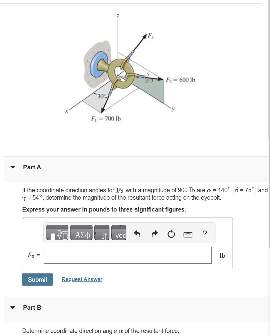 Part AIf ﻿the coordinate direction angles for F3 | Chegg.com