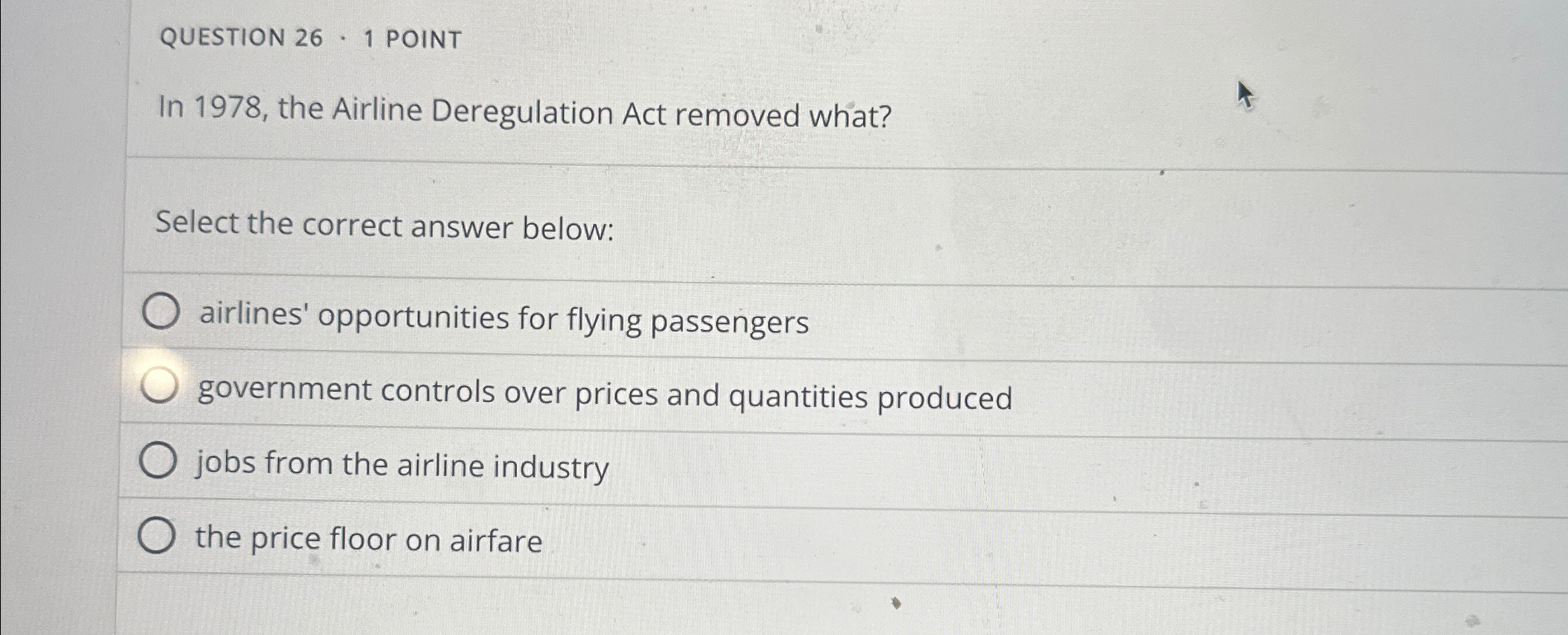 Solved QUESTION 26*1 ﻿POINTIn 1978, ﻿the Airline | Chegg.com