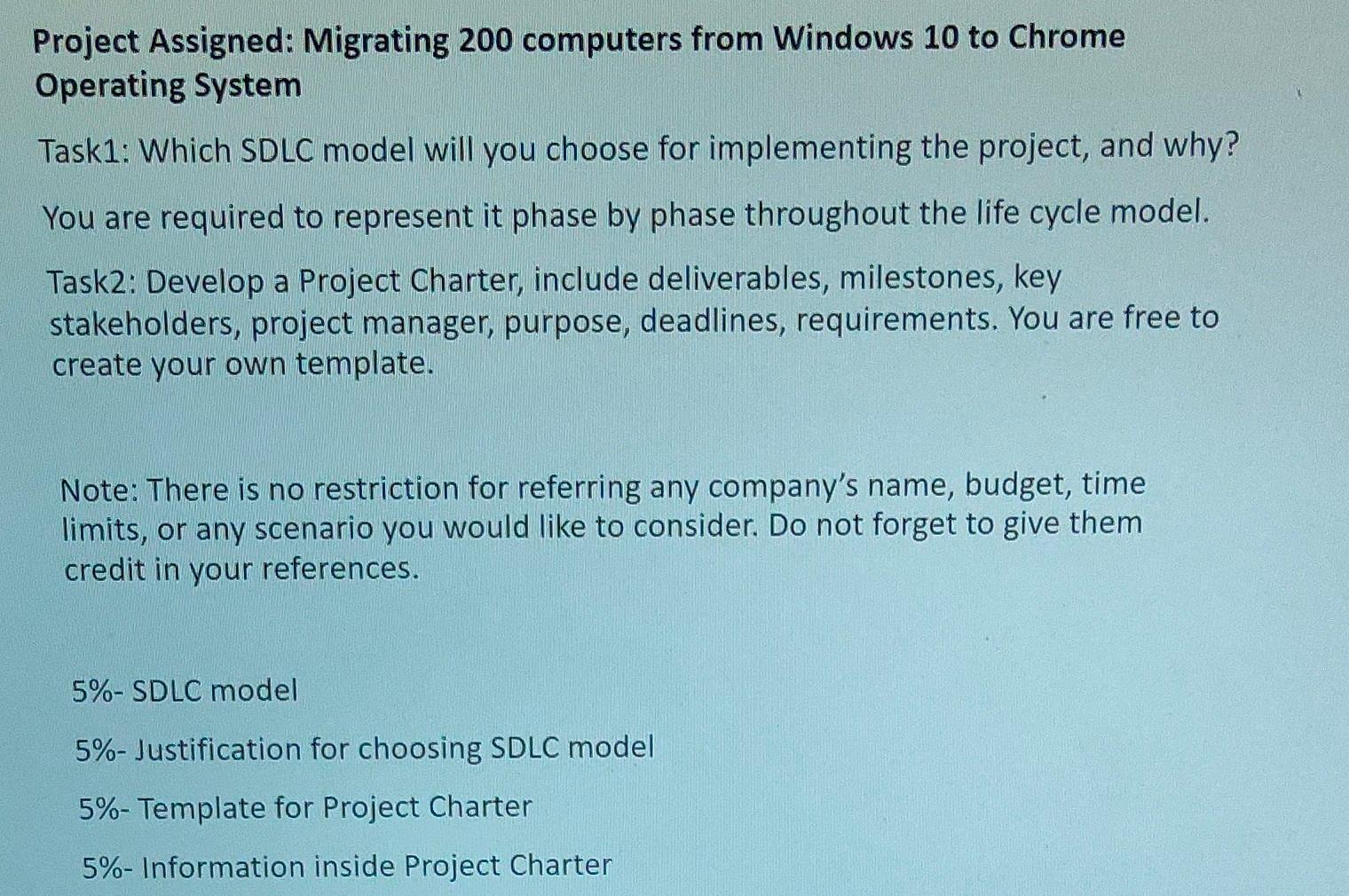 Solved Project Assigned: Migrating 200 computers from | Chegg.com