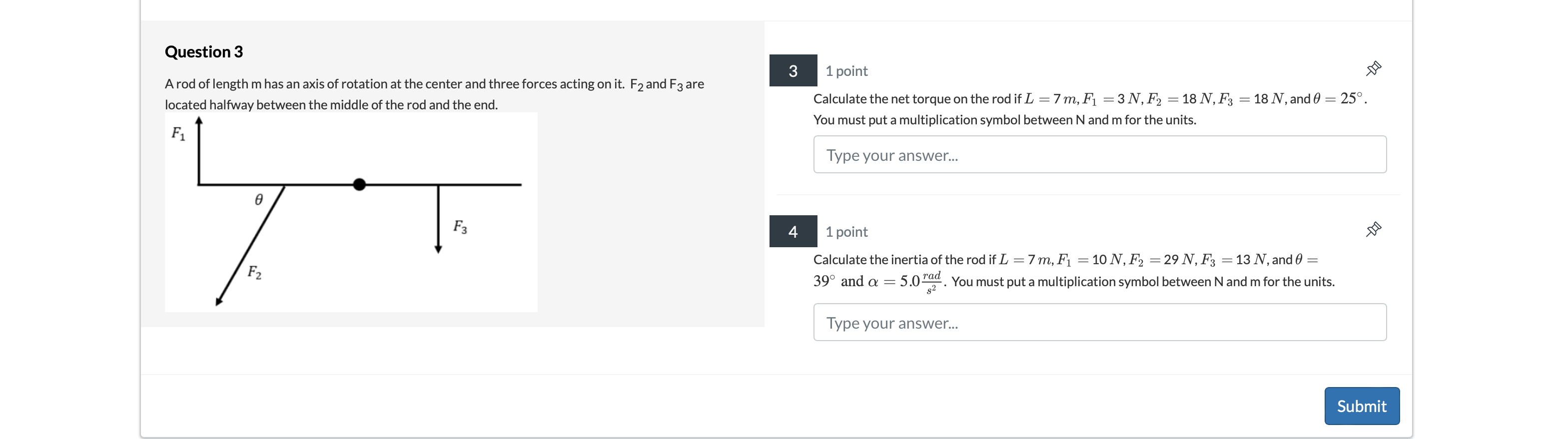 Solved Question 3A rod of length m ﻿has an axis of rotation | Chegg.com