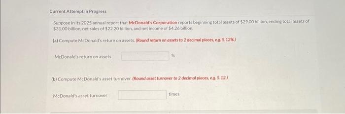 Solved Current Attempt in Progress Suppose in its 2025 | Chegg.com