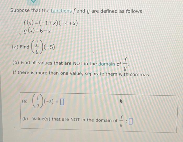 Solved Suppose that the functions fand g are defined as | Chegg.com