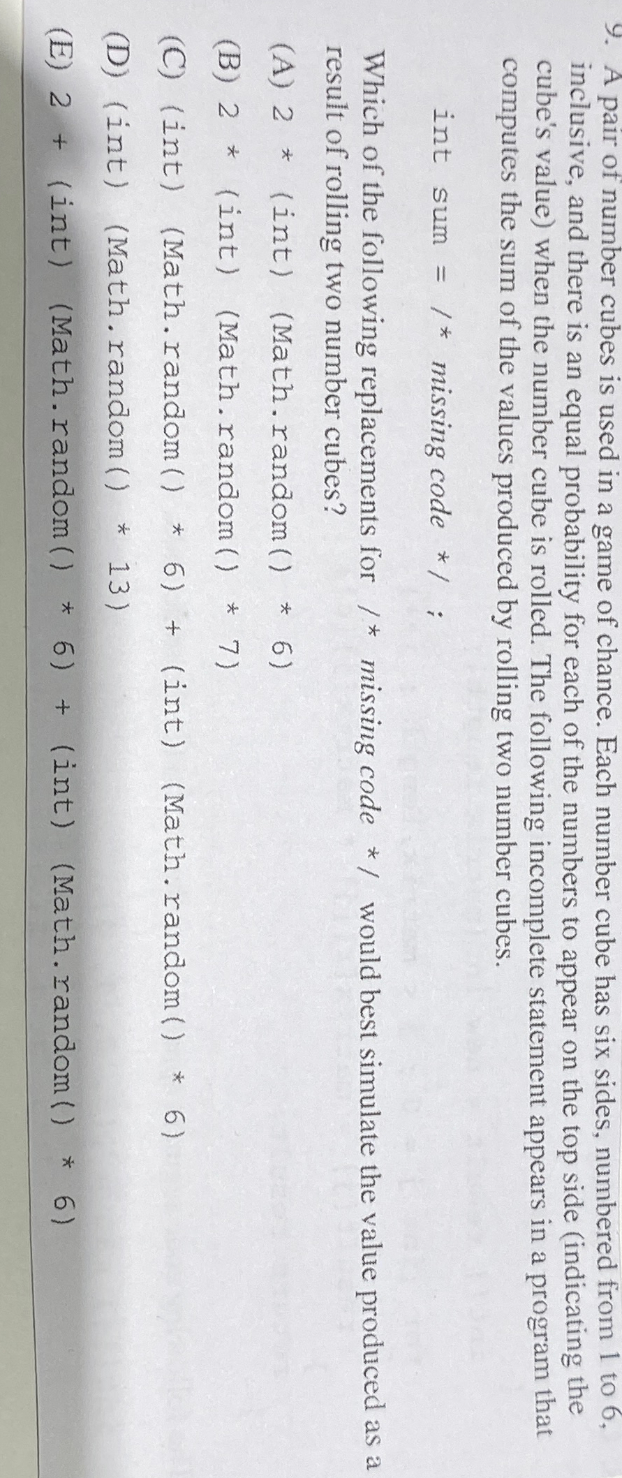 Solved A pair of number cubes is used in a game of chance. | Chegg.com
