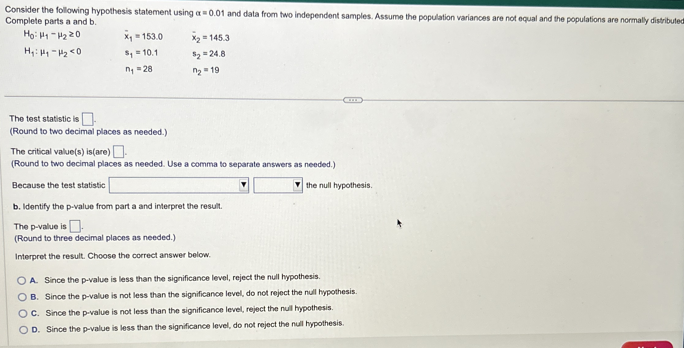 Solved Consider the following hypothesis statement using | Chegg.com