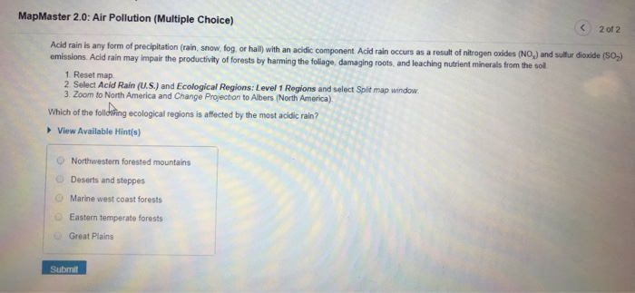 Solved MapMaster 2.0: Air Pollution (Multiple Choice) C 2012 | Chegg.com