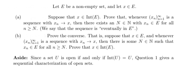 Solved Let E ﻿be a non-empty set, and let xinE.(a) ﻿Suppose | Chegg.com