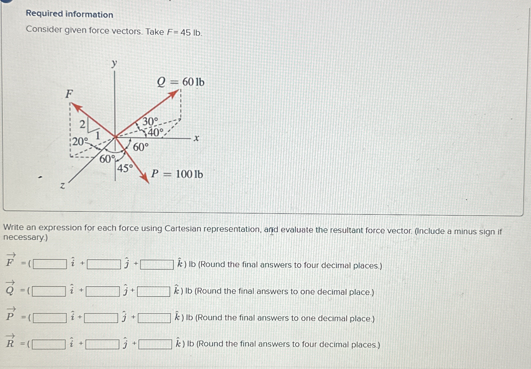 Solved Required informationConsider given force vectors. | Chegg.com