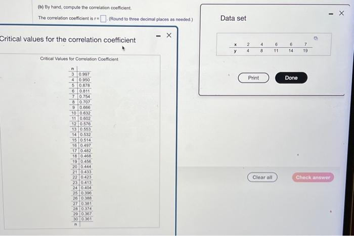 Solved (b) By hand, compute the correlation coefficient. The | Chegg.com