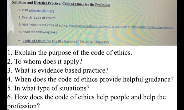 Solved Nutrition and Dietetics Practice: Code of Ethics for | Chegg.com