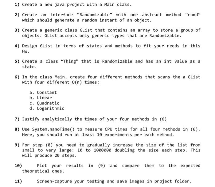 Solved 1 Create A New Java Project With A Main Class 2 