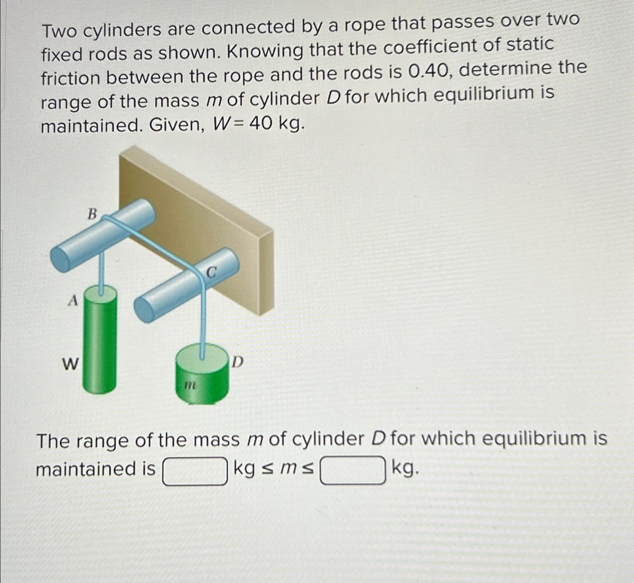 Solved Two cylinders are connected by a rope that passes | Chegg.com