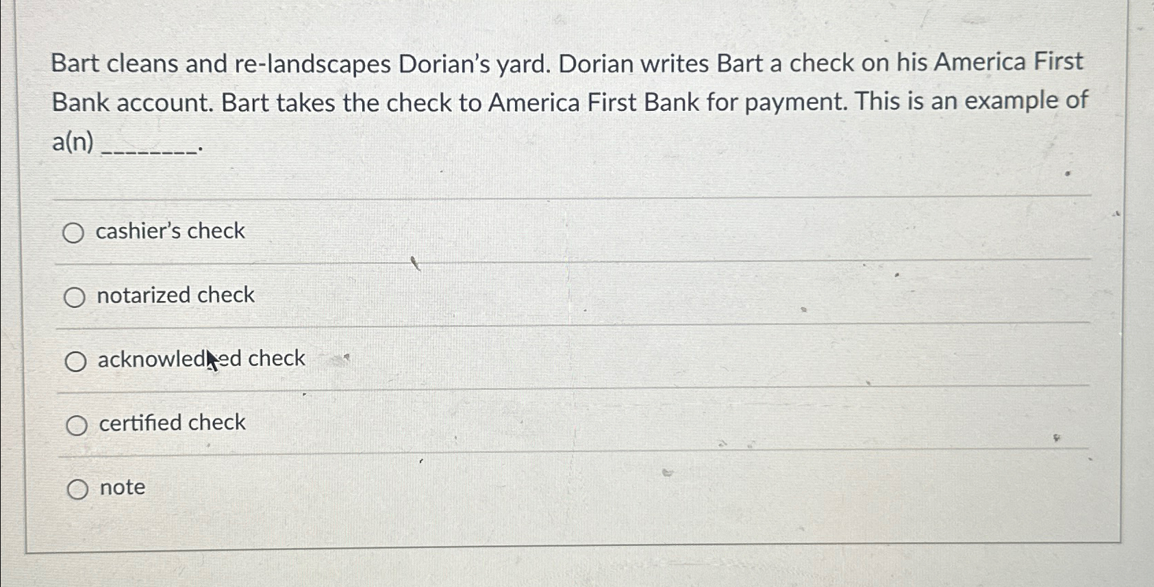 Solved Bart cleans and re-landscapes Dorian's yard. Dorian | Chegg.com
