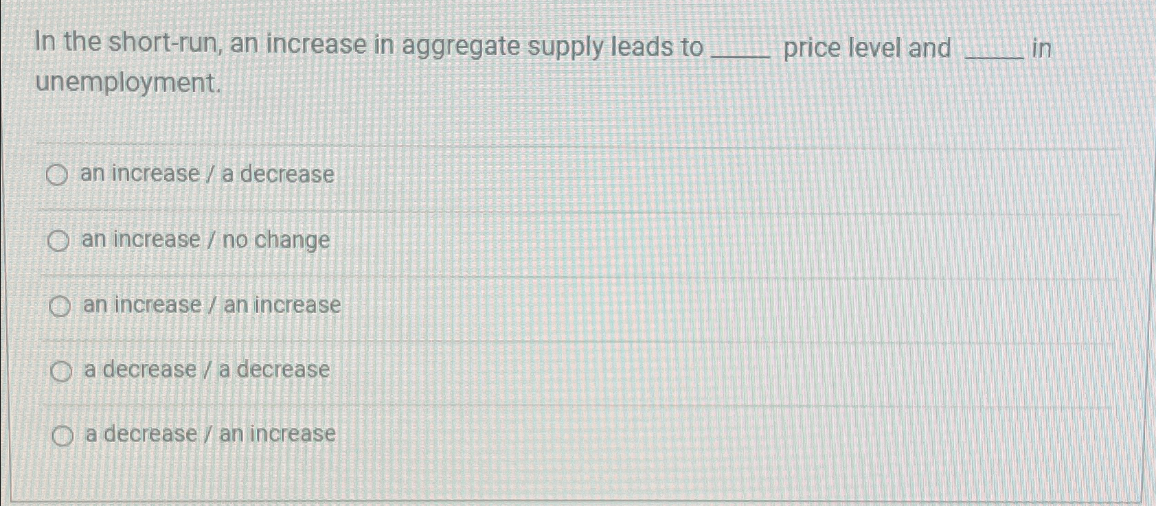 Solved In the short-run, an increase in aggregate supply | Chegg.com