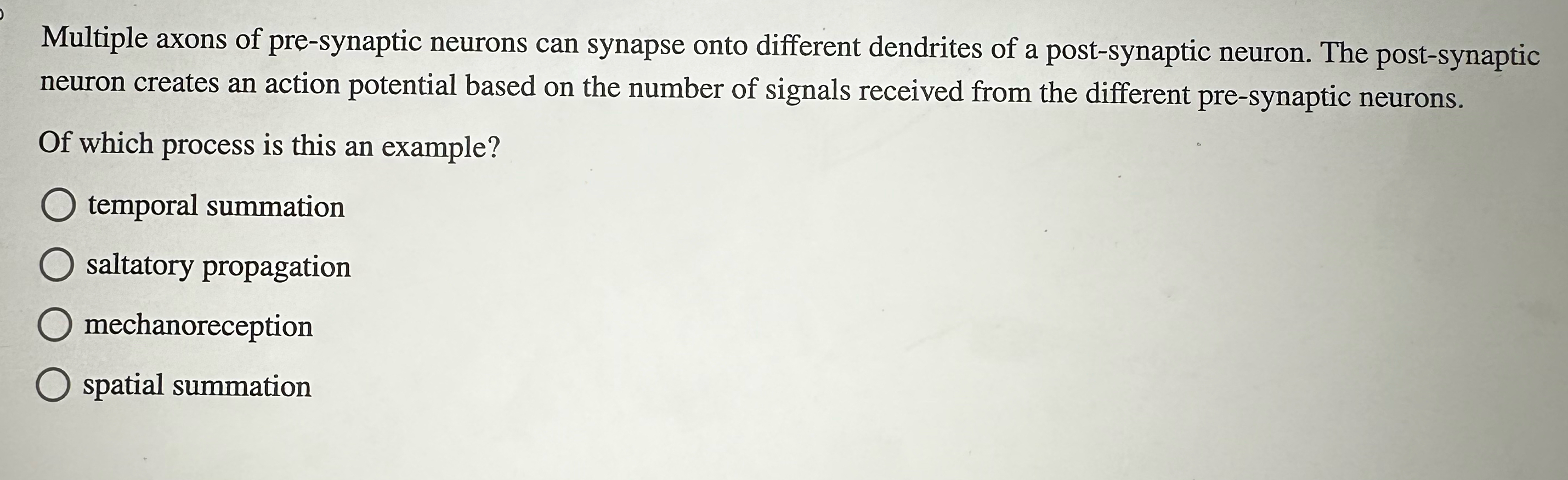 Solved Multiple axons of pre-synaptic neurons can synapse | Chegg.com