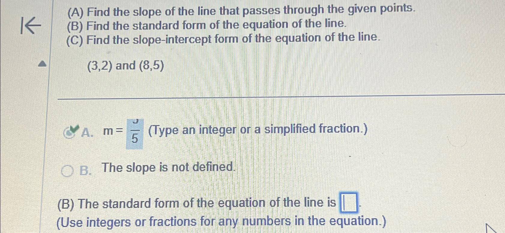 Solved (A) ﻿Find the slope of the line that passes through | Chegg.com