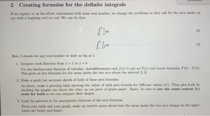Solved 2 Creating formulas for the definite integrals If we | Chegg.com