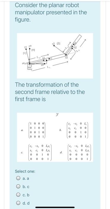 Solved Consider the planar robot manipulator presented in | Chegg.com