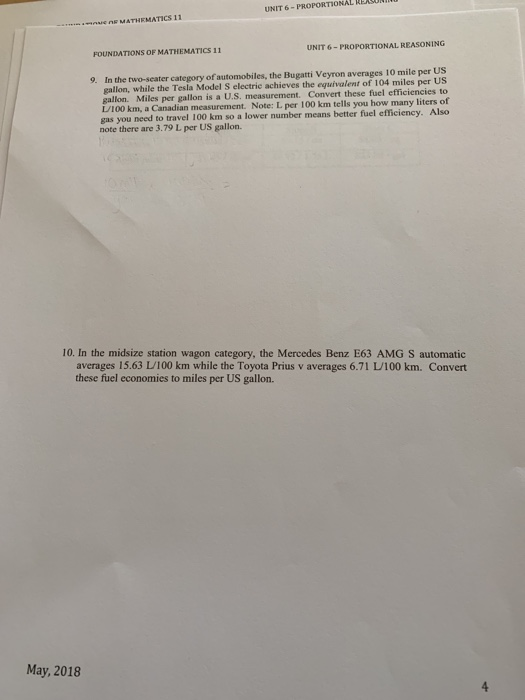 Solved FOUNDATIONS OF MATHEMATICS 11 UNIT 6 - PROPORTIONAL | Chegg.com