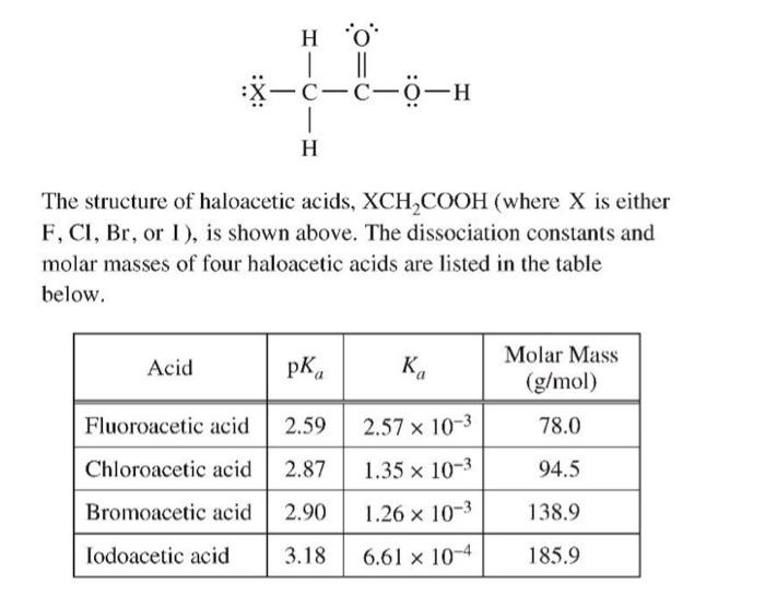 Solved H 09 | || X-C-0-0-H H The structure of haloacetic | Chegg.com
