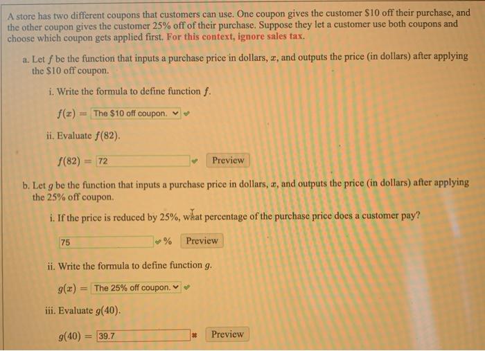 Solved A store has two different coupons that customers can | Chegg.com