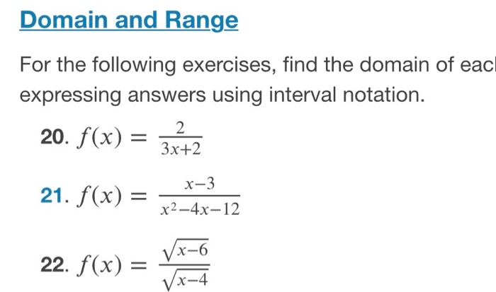 Solved Domain and Range For the following exercises, find | Chegg.com