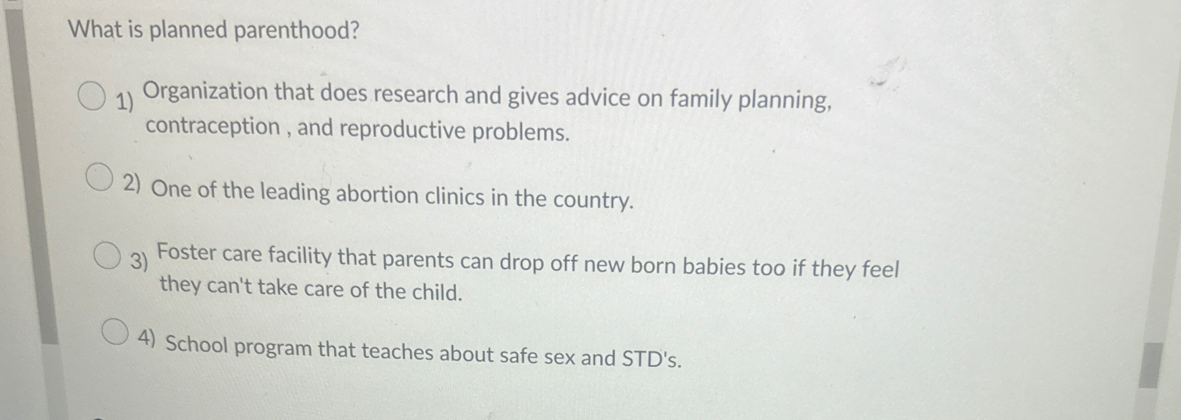 Solved What is planned parenthood?Organization that does | Chegg.com