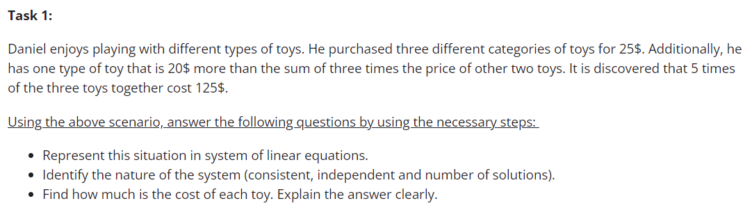 Task 1:Daniel enjoys playing with different types of | Chegg.com