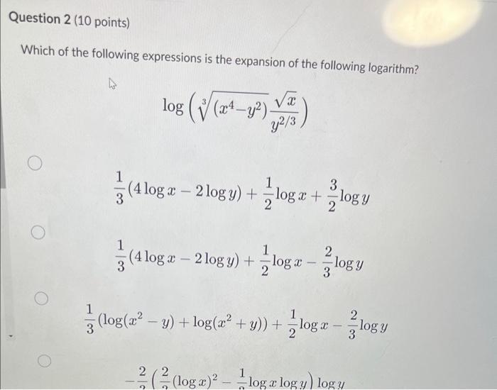 Solved Which of the following expressions is the expansion | Chegg.com