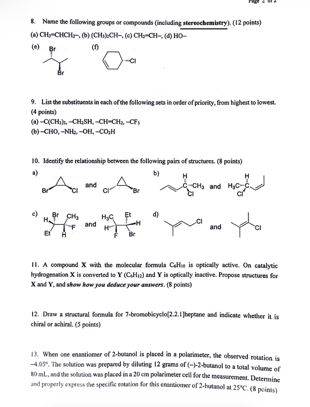 Solved Name the following groups or compounds (including | Chegg.com