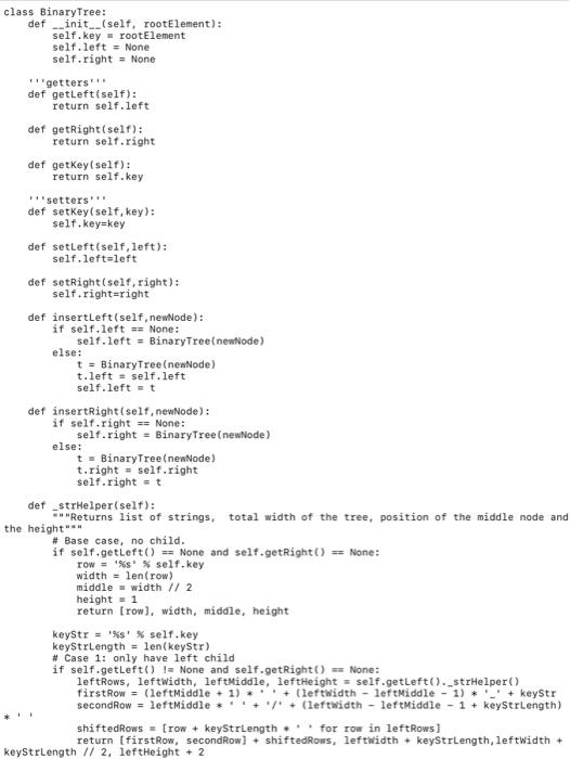 Solved Download Binarytreepy From Eclass This File 