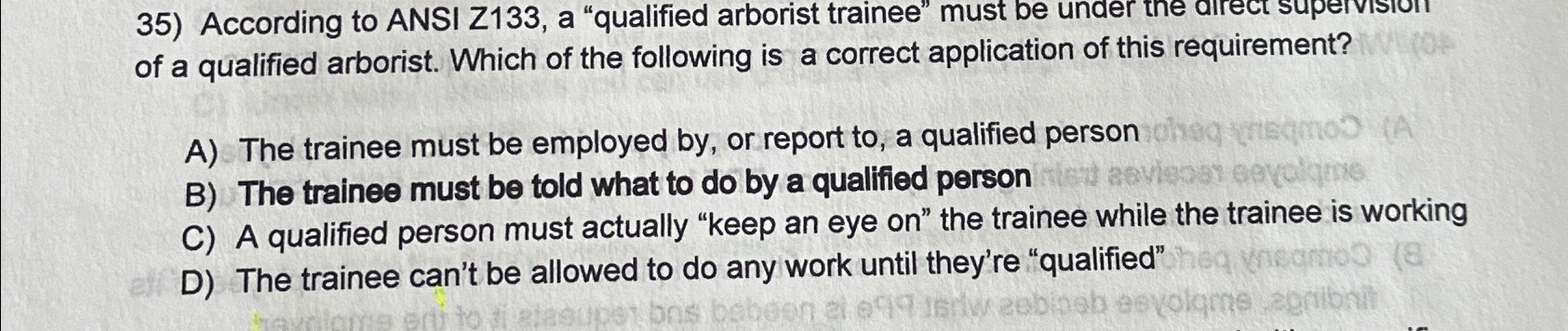 Solved According to ANSI Z133, ﻿a "qualified arborist | Chegg.com