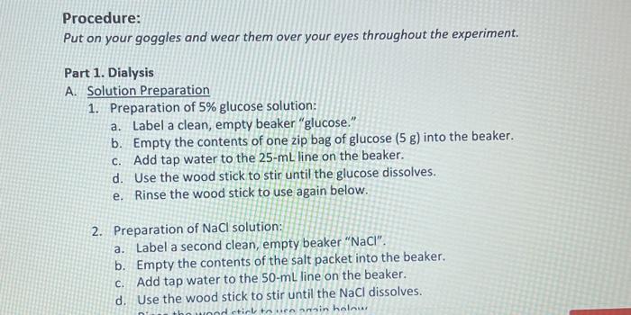 Name: Date: Lab Worksheet: Dialysis and Osmosis Part | Chegg.com